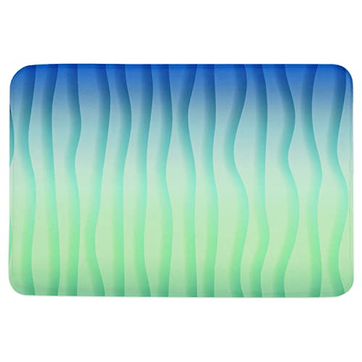 Sunteeny Front Door Mat, Simple Abstract Geometry Blue Green Gradient Lines Doormat Non-Slip Kitchen Mat Washable Indoor Outdoor Bathroom Rugs for Entry, Kitchen, Patio 18" x 30"