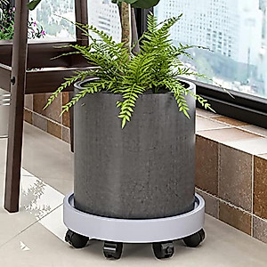 RUDINO,Plant Caddies,Rolling Plant Stand,Planter Caddy,Plant Roller Base,Planter Caddy with Wheels,Plant Tray with Wheels,Plant Stand with Wheels Outdoor.-Grey-Living Room,Balcony,Study and Garden.