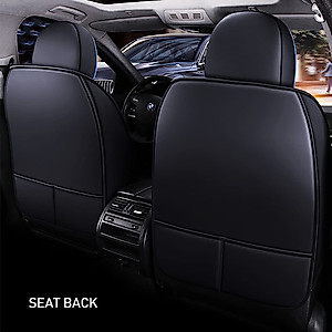 Pengchen Waterproof 5 Car Seat Covers for Nissan Rogue 2008-2025, Premium Faux Leather Automotive Front and Back Seat Protectors Compatible with Airbag Black & Blue Line