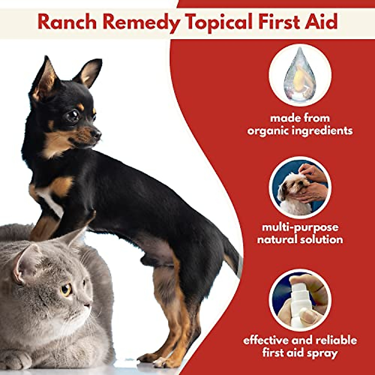 Ranch Remedy Topical First Aid Pain Relief Spray | Natural Wound Care for Infections, Itch, Warts, Rash, Hot Spot Treatment for Dogs, Cats & Farm Animals