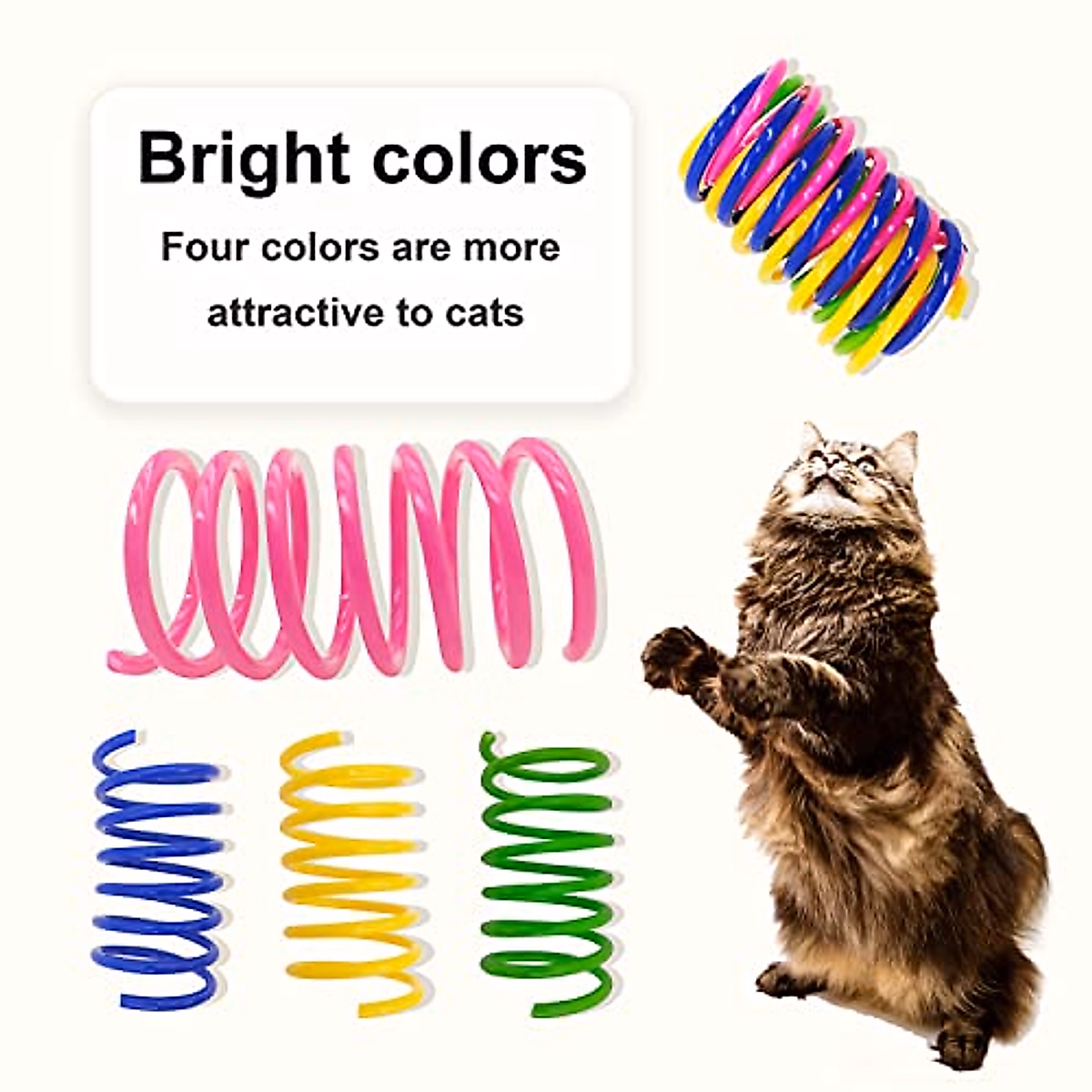 AGYM Cat Spring Toys, 30 Pack Cat Spiral Springs for Indoor Cats, Colorful & Durable Plastic Spring Coils Attract Cats to Swat, Bite, Hunt, Interactive Toys for Cats and Kittens