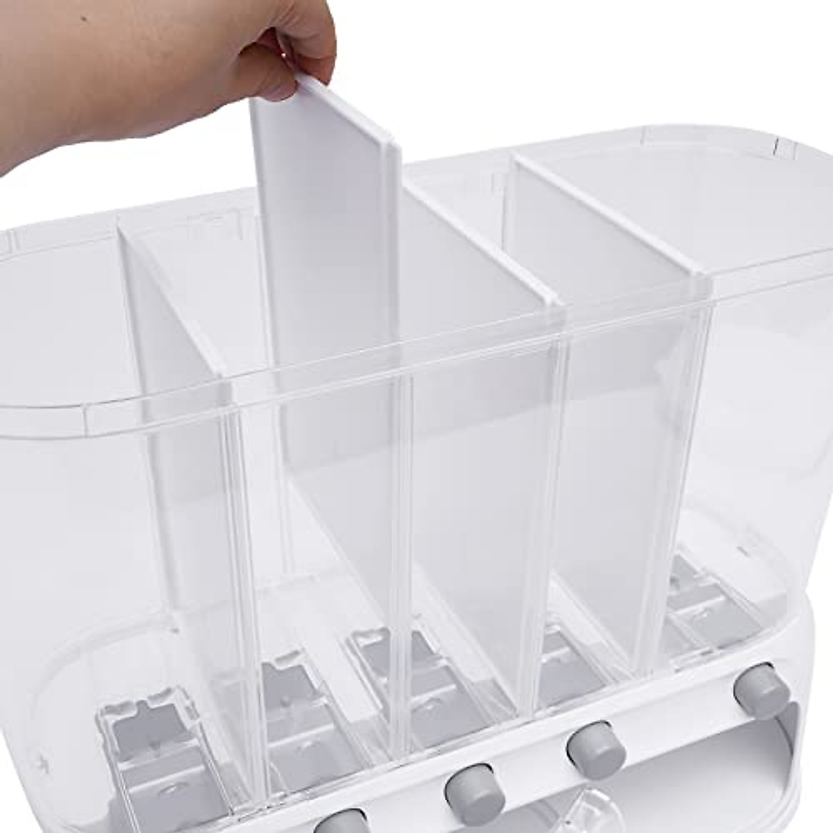 5-Grid Rice Dispenser, Dry Food Grain Dispense Wall Mounted Rice Container Kitchen Rice Storage Box Rice and Grain Storage Container Pantry Organization and Storage Suitable for Rice, Millet