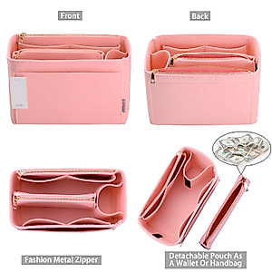 ZTUJO Purse Organizer, Felt Bag Organizer Purse Organizer Insert For Speedy, Neverfull, Graceful, Neverfull,Tote, Handbag,Shaper (Medium, Brush Pink)
