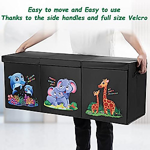 Large Toy Chest for Boys Girls, 40" Toy Box Organizer with Removable Divider, Foldable Sturdy Storage Bins with Lids for kids, Toy Chests for Nursery Playroom Bedroom Living Room