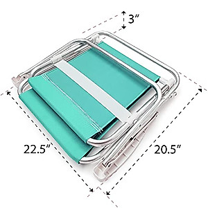 Beachland Aluminum Folding Sand Chair with Armrests - 1 Position - Lightweight Beach Chair - Small and Portable (2, Blue-Mint)