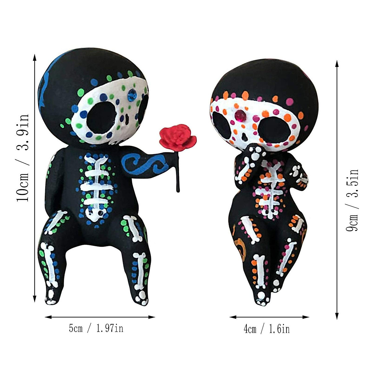 Jocund A Set of Lovely Sugar Skull Couple Figurine Statues,Hand Crafts Resin Ornaments,Collectible Figurines Statues for Home Office Garden Cake Topper Decorations,Wedding Halloween Decorations