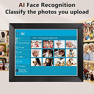 17 Inch Digital Picture Frame - Benibela 2.4G/5G Dual WiFi AI Smart Electronic Digital Photo Frame, Remote & App Control, Motion Sensor, 32GB, Wall Mounted, Share Video via App Cloud Email USB(4:3)