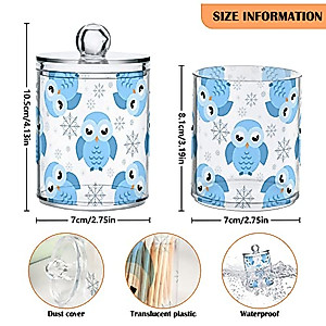 BOENLE 2 Pack Qtip Holder Organizer Dispenser Owls Snowflakes Winter Christmas Bathroom Storage Canister Cotton Ball Holder Container for Cotton Swabs/Pads/Floss