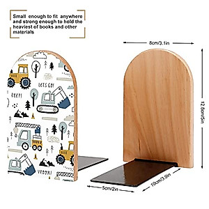 Book Ends Cute Car Childish Cartoon Bookends for Shelves to Hold Books Heavy Duty Non-Slip Book Stoppers Wood Decorative Home Office