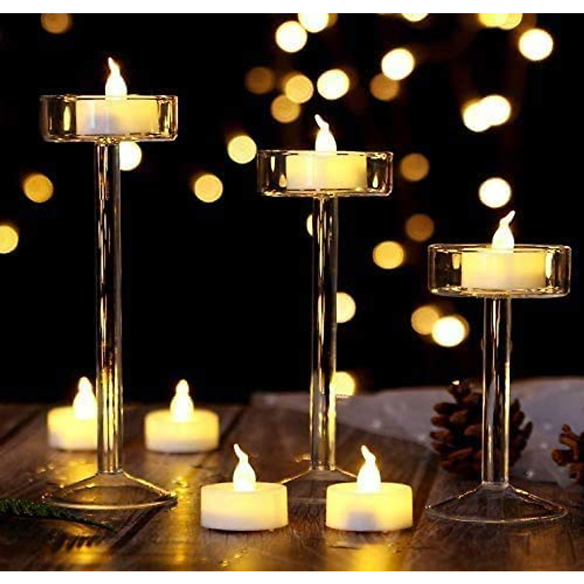 MINXIN Battery Operated Tea Lights Candles: 24 Pack Realistic and Bright Flickering Holiday Gift Flameless Candles LED Electric Tea Candles for Seasonal & Wedding Party Home Decoration (Warm Yellow)