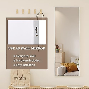 LVSOMT Full Length Mirror, 47"x14" Full Body Mirror, Wall Mounted Mirror, Over The Door Hanging Mirror, Long Mirror for Bedroom Living Room Locker Room, Aluminium Alloy Frame (Silver)