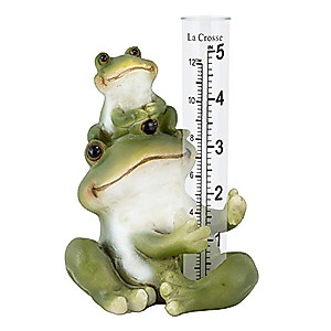 LA CROSSE MCCORMICK 704-4114 5 in. Table Standing Polyresin Frog Rain Gauge, Green