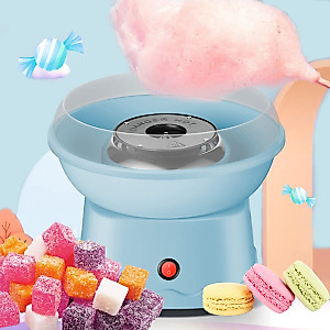 Jinnce Cotton Candy Machine,Homemade Cotton Candy Maker for Birthday Party,Christmas Gift for Kids,Portable Candy Floss Machine with 10 Cones and Sugar Scoop (Blue) (B400-pink)