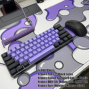 Kraken Pro 60 Lotus Edition 60% Purple Mechanical Keyboard and Matching Purple XXL Gaming Mouse PAD (Purple Gaming Setup)