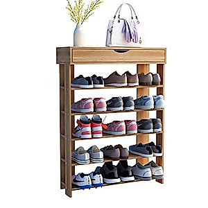 SDHYL 5-Tier Shoe Rack 29.5 inches Shoe Storage Shelf with 1 Top Storage Space, Shoe Organizer for Enterway, Maple, S7-WK-L24-MP-US