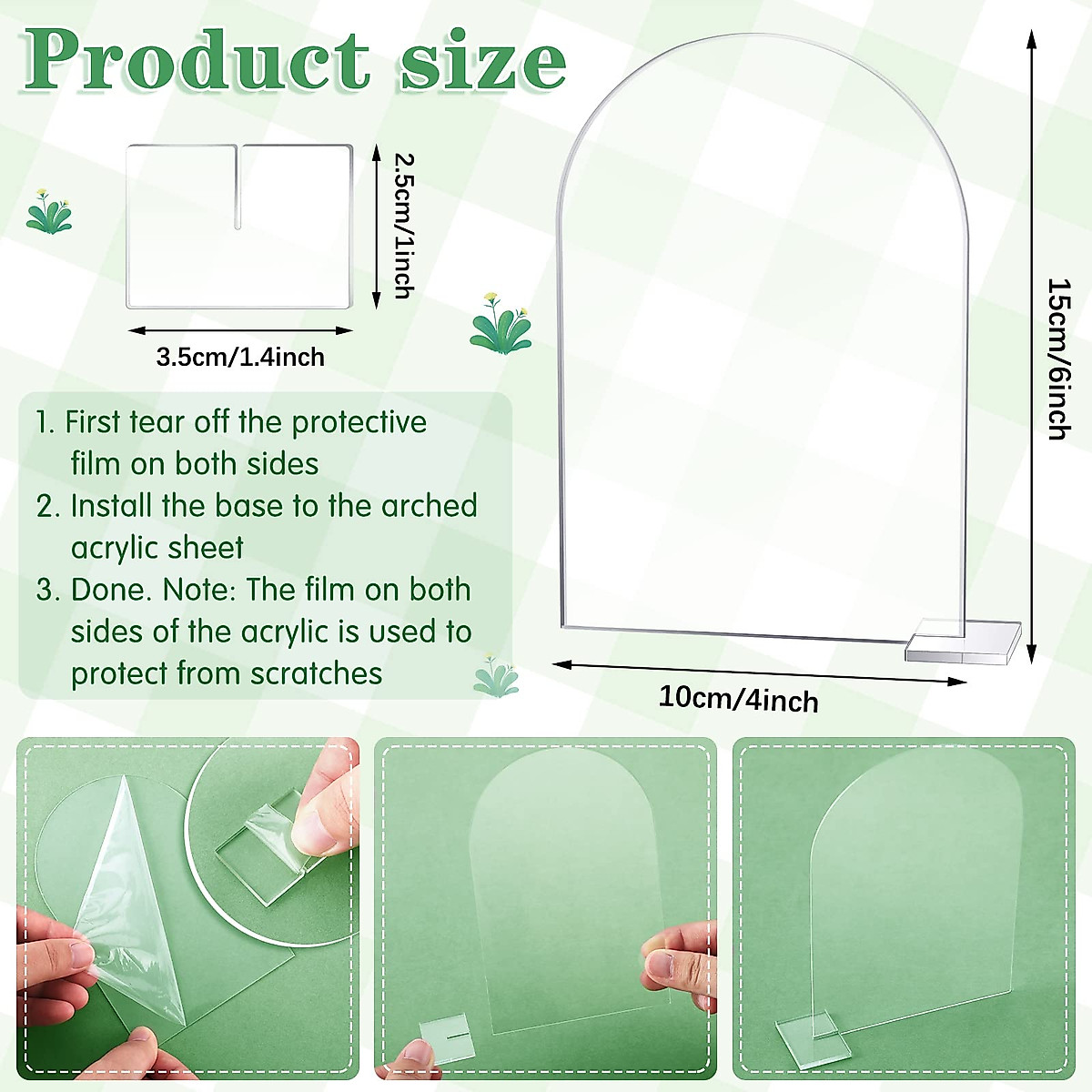 Chunful 20 Pack Clear Arch Acrylic Sign Acrylic Wedding Table Numbers with Stand Blank Arched Round Top Acrylic Table Numbers Holders DIY Acrylic Sheet for Wedding Reception Event Party Restaurant