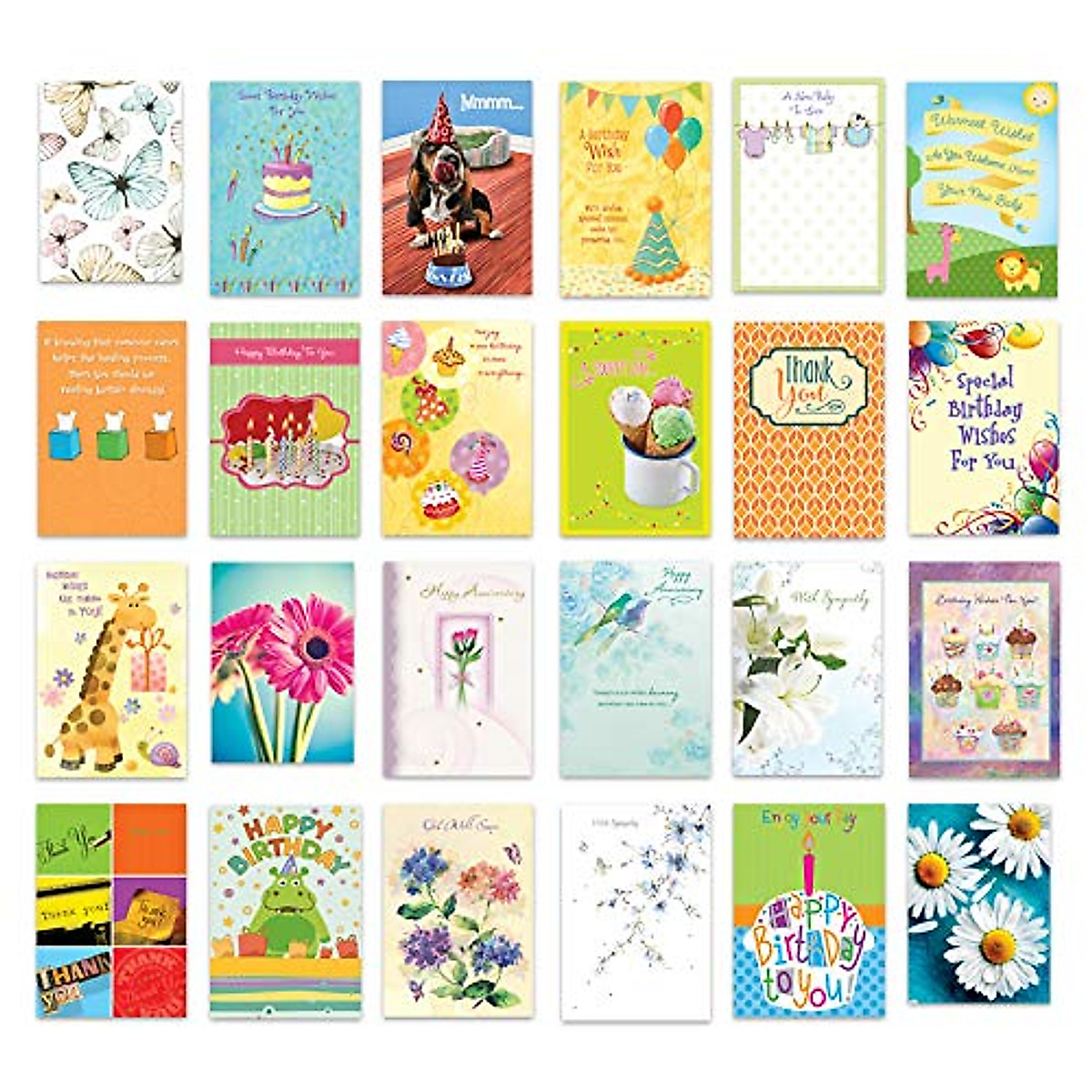 Designer Greetings All Occasion Greeting Card Assortment (24 Cards with Envelopes in a Keepsake, Floral Organizer Box) – Birthday, Thank You, New Baby, Anniversary, Sympathy, Get Well, Blank