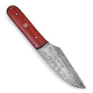 Custom Handmade Fixed Blade Damascus Knife for Hunting & skinning With Leather Sheath - 8 Inch hand Forged Full Tang Knives For Hunting Men and Women - Best Camping Outdoor Belt Case Knife With Wood Handle (13103)