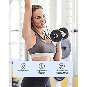 PISEN Bluetooth Headphones, Wireless Earbuds with Microphone Noise Cancelling, IPX5 Waterproof Neckband Bluetooth Headphones for Gym Sports Workout 120H Standby, Black