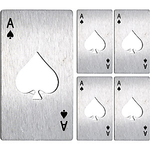 5 Pieces Casino Bottle Opener Stainless Steel Ace Bottle Opener Cards Poker Card Bottle Openers Credit Card Size Beer Bottle Cap Opener for Your Wallet