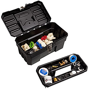 Akro-Mils 09514 ProBox 14-Inch Plastic Toolbox for Tools, Hobby or Craft Storage Toolbox with Removable Tray, 14-Inch x 8-Inch x 8-Inch, Black