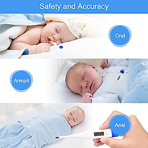 Berrcom Digital Thermometer for Adults and Kids, Oral Thermometer for Baby Rectal and Underarm Thermometer for Fever Alarm Medical Thermometer with C/F Switchable