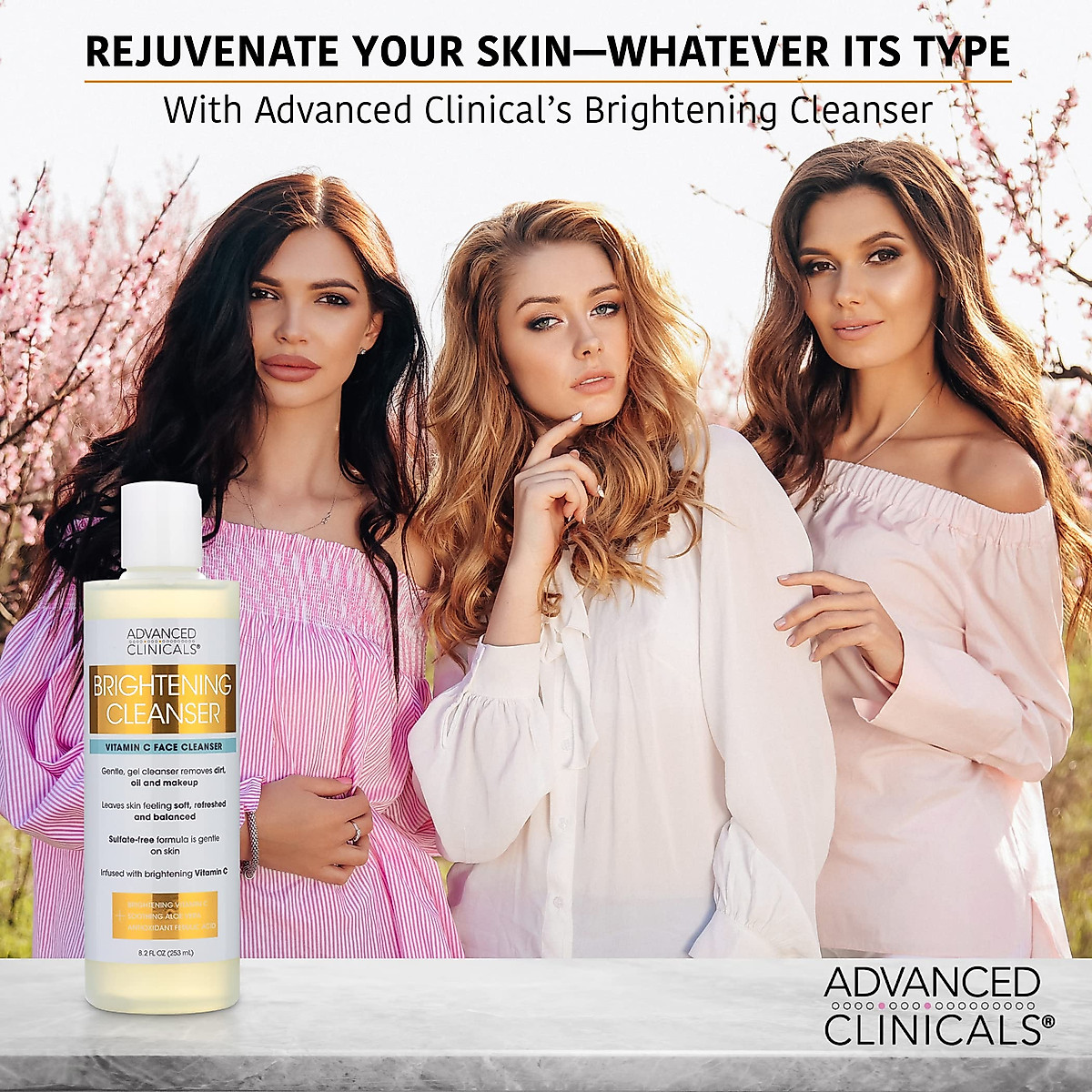 Advanced Clinicals Face Wash Brightening Vitamin C Facial Cleanser – Gentle Blackhead Facial Wash Hydrates Dry Skin, Daily Pore Minimizer For Age Spots, Hyperpigmentation, Acne, & Wrinkles, 8.2 Fl Oz