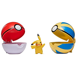 Pokémon Bandolier Set - Features a 2-Inch Pikachu Figure, 2 Clip ‘N’ Go Poke Balls/Belt, and a Carrying Bag - Folds Out Into Battle Mat for 2 Figures