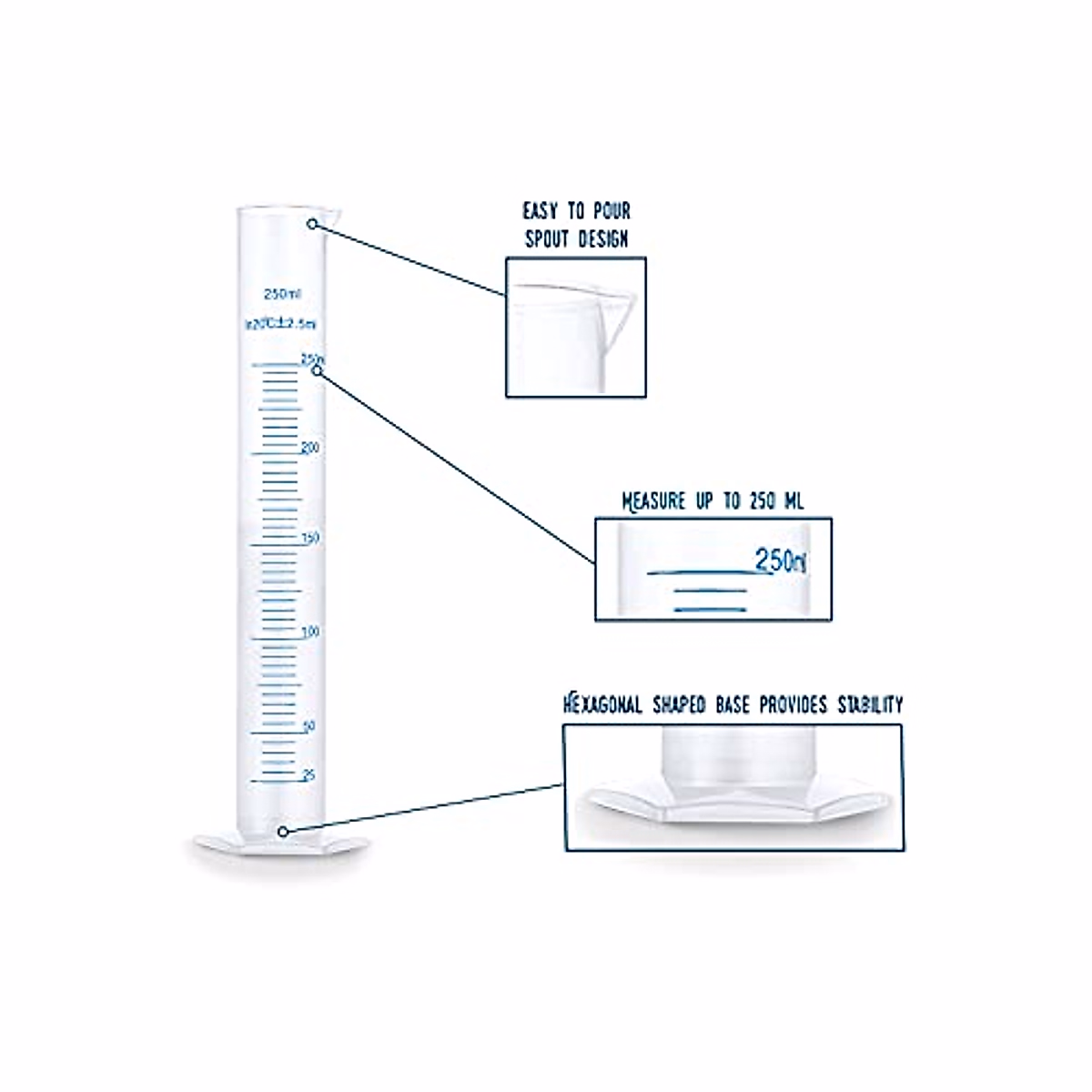 Fermentaholics Hydrometer Test Jar & Measuring Cylinder - Test Homebrewed Beer, Wine, Mead, Cider, & Fermented Beverages – Easy to Use & Read - 250 ML - Heat Resistant Up to 121° Celsius