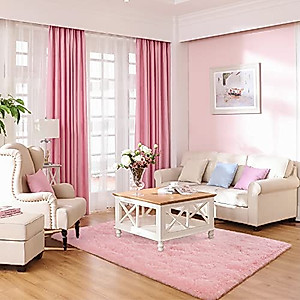 Kimicole Ultra Soft Fluffy Area Rug for Bedroom Living Room Playroom Dorm Room Home Decor, Upgraded Modern Furry Plush Shaggy Rug for Teen Girls Kids 4x6 Feet Pink