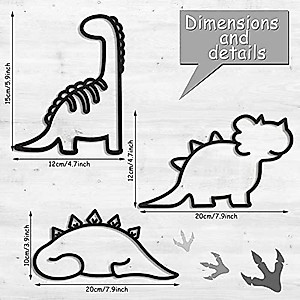 3 Pcs Dinosaur Wall Decor Dino Geometric Wooden Wall Art Nursery Room Decorations for Baby Boys Girls Toddlers Kids Bookshelf Bathroom Bedroom Classroom Playroom Living Room Modern Minimalist Design