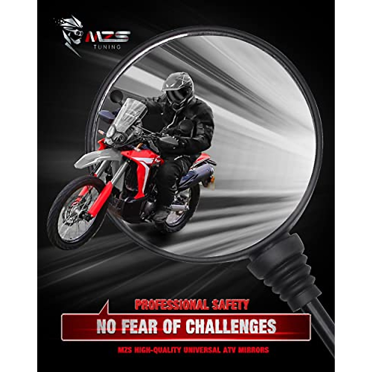 MZS Motorcycle Mirrors, Foldable Adjustment Rear View Mirror 8mm 10mm Universal Handlebar Mount Round Compatible with Motorbike Adventure Dirt Street Bike ATV Quad Snowmobile Scooter Coolster Moped