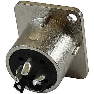 GLS Audio XLR Male Jack 3 Pin - Panel Mount Jacks D Series Size XLR-M - 4 PACK