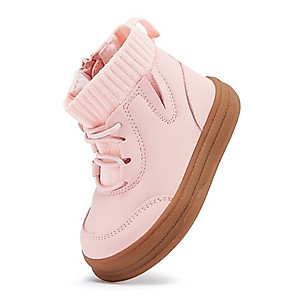 BMCiTYBM Baby Snow Boots Winter Shoes Infant Boys Girls Booties Non Slip Cold Weather 6 12 16 18 20 24 Months Pink Size 12-18 Months Toddler