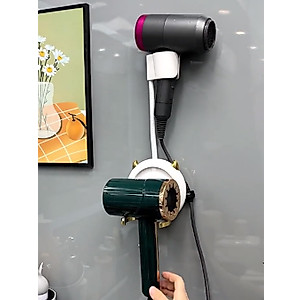 KWYUAIE Hands Free Hair Dryer Holder Wall Mounted, Blow Dryer Holder, Hair Dryer Holder Wall Mounted, Hair Dryer Wall Mount, Hair Tool Organizer, Adhesive Installation Hair Dryer Holder