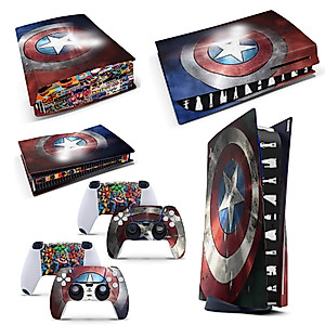 PS5 Disk Console Superhero Skins for PS5 Disk Playstation 5 Console Decal Sticker + 2 Controller Set