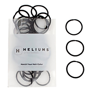 Heliums Small Hair Ties - Black - 1 Inch Hair Bands, 2mm Hair Elastics For Thin Hair and Kids - No Damage Ponytail Holders in Neutral Colors - 48 Count