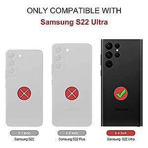 Defencase Samsung S22 Ultra Wallet Case for Women Men, Durable PU Leather Magnetic Flip Strap Wristlet Zipper Card Holder Phone Case for Galaxy S22 Ultra, Rose Pink