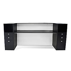 Clinton Modern Reception Desk in Black Oak with White Acrylic Front