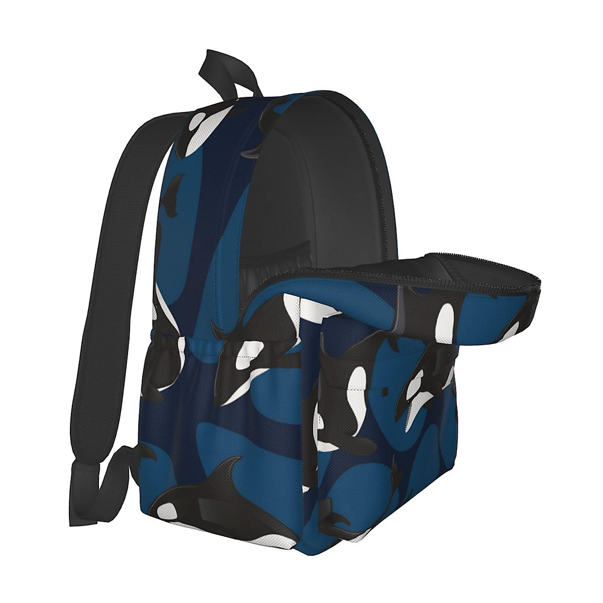 MZERSE Backpack for Men Women Backpack Compatible with Ocean Orca Killer Whale Outdoor Travel Daypack, Muiltifunction Bookbag Anti-Theft Laptop Bag Backpack Gym Bag with Soft Shoulder Strap