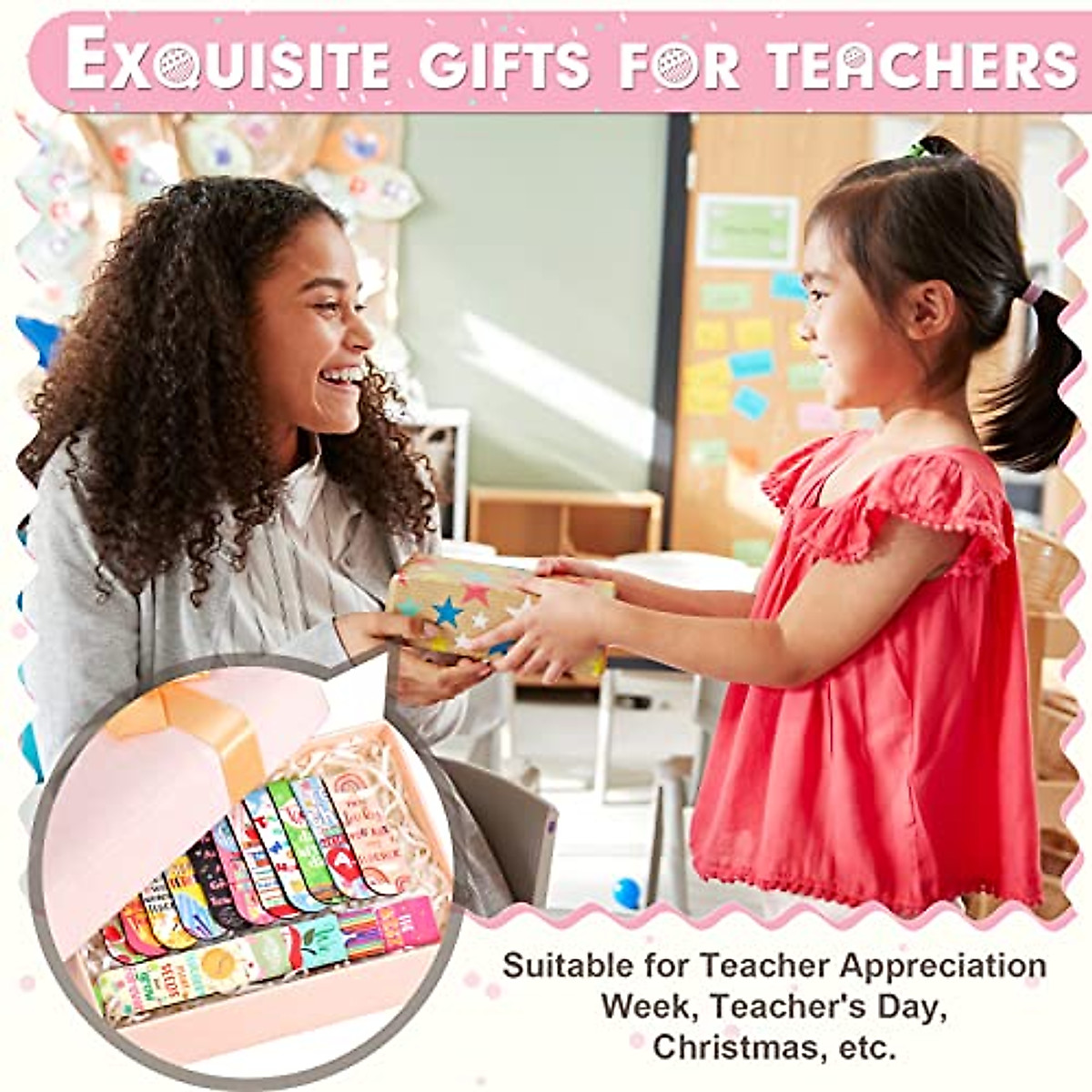 32 Pcs Teacher Magnetic Bookmarks Teacher Appreciation Bookmark Page Clips Graduation Christmas Gifts Bookmark for Teachers Office Supplies(Cute)