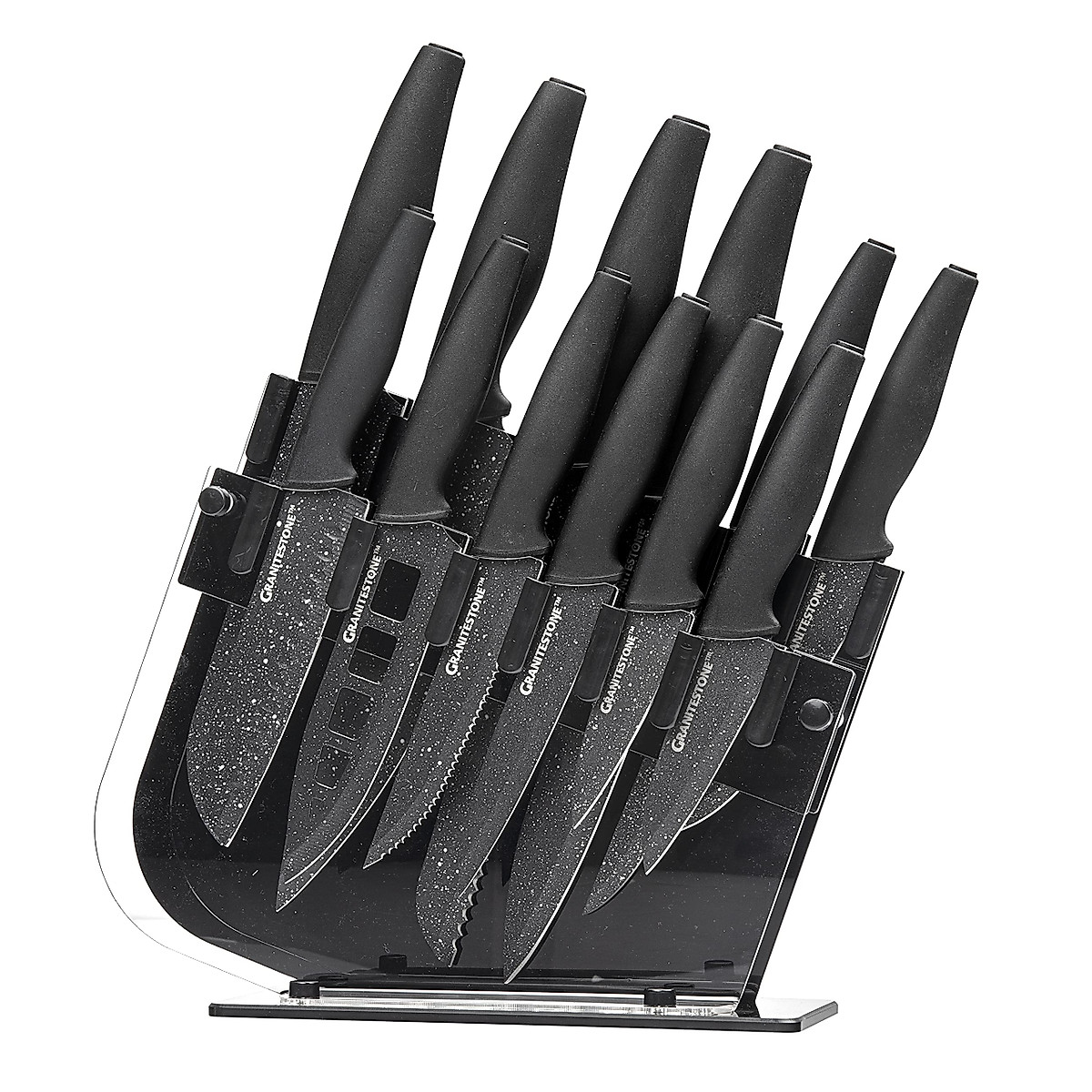 Nutriblade 12 Piece Knife Set with Block by Granitestone High-Grade Professional Chef Knife, Santoku Knives, Kitchen Knife with Easy-Grip Handles Stainless Steel Blades Dishwasher-Safe As Seen On TV