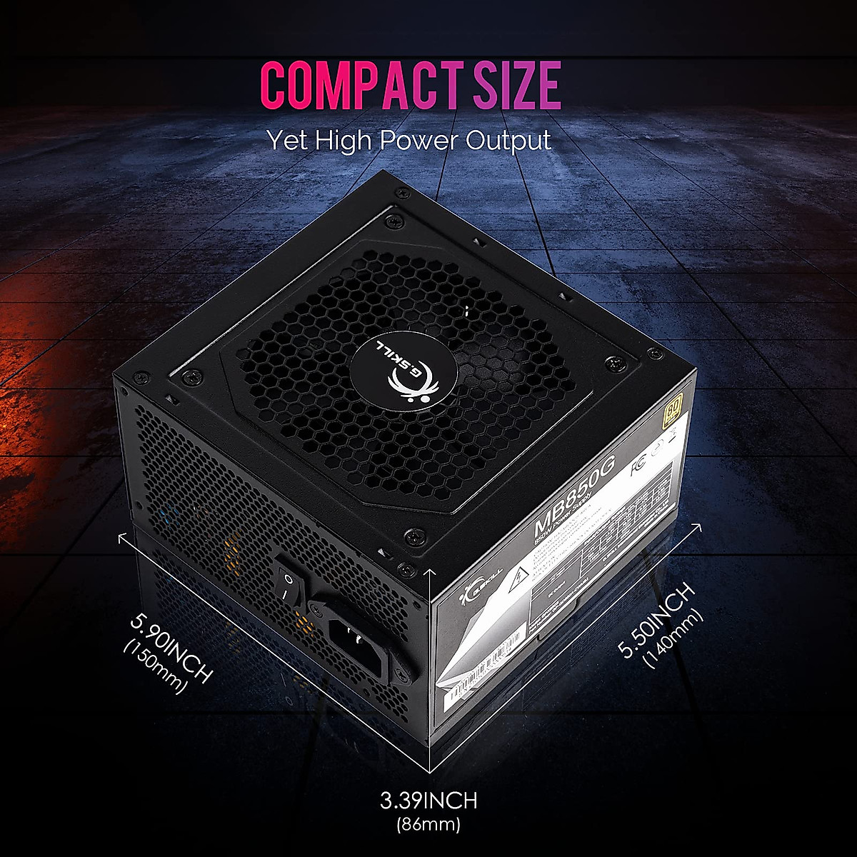 G.Skill MB850G PSU, 80 Plus Gold, Fully Modular ATX Power Supply 850 Watt, Compact 140mm Size, 120mm Cooling Fan, Gaming Computer Power Supply