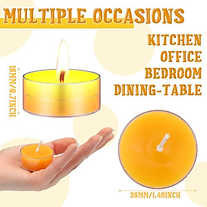 Rossesay 100 Pcs Pure Beeswax Tealight Candles Bulk Tea Light Candle with Clear Cup 2-4 Hour Burn Time Unscented Natural Beeswax Tealights for Centerpiece Table, 0.7 x 1.5 Inch(Round Shape)