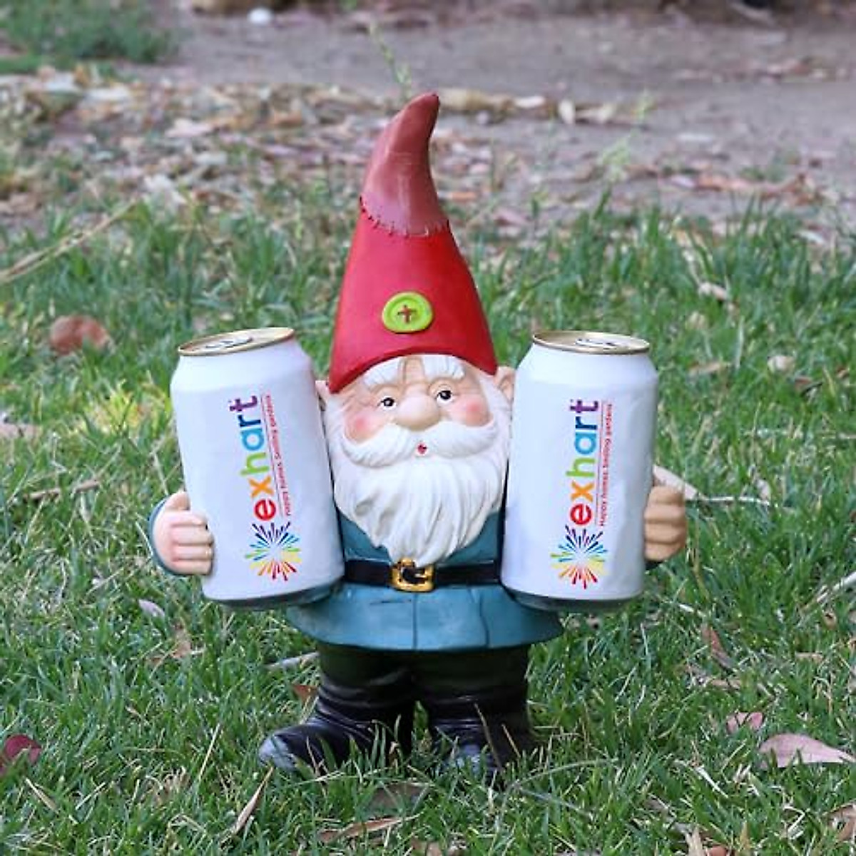Exhart Garden Gnome, Double Fisting Two Can Timmy Garden Statue, Funny Outdoor Garden Decoration, 10 x 13.5 Inch