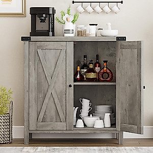IDEALHOUSE Buffet Cabinet Farmhouse Storage Cabinet with Doors and Shelves, Buffets and Sideboards Entryway Cabinet with Storage Accent Console Cabinet for Living Room, Dining Room (Rustic Grey)