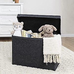 Sammy & Lou Charcoal Felt Toy Box; Collapsible; Two Handles; Hinged Lid; 22 in x 14.5 in x 15 in