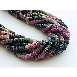 GemAbyss Beads Gemstone 5 Strand Natural Multi Tourmaline Faceted Tyre Beads, Tourmaline Spacer Beads, Multi Tourmaline Necklace, 5-5.5mm 8 Inch Long Long Code-MVG-18114