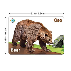 My Touch and Feel English Spanish Bilingual Picture Double Sided Sensory Flash Cards for Infant, Toddlers, Kids, Learn Animals, Fruits, Objects and Vehicles, Fun Learning and Educational Flashcards