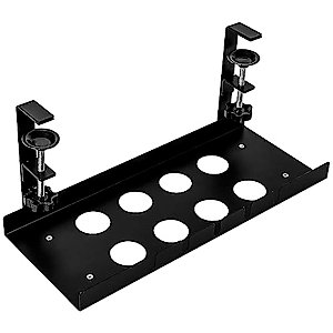 Metal Cable Management Tray Under Desk with Clamp Retractable Cord Organizer for Desk No Drill Cable Tray Basket for Wire Management Sturdy Metal Cable Management Under Desk with Clamp for Home Office